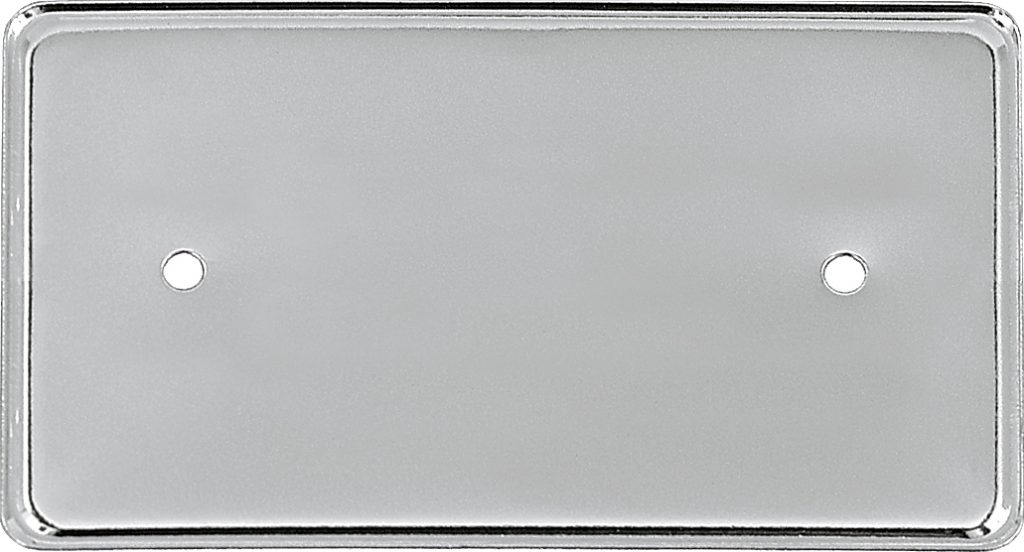 SN084798 1 5/8" x 3" Metal Frame Badge Plain Back Silver